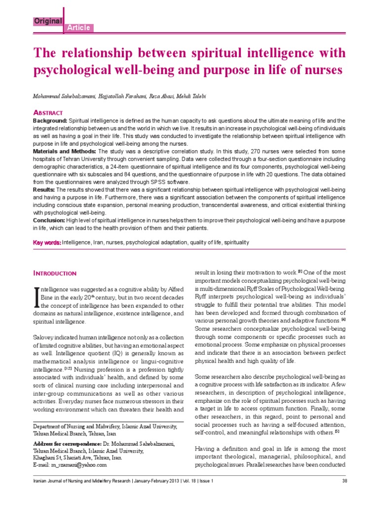 1.the Relationship Between Spiritual Intelligence With | Intelligence ...