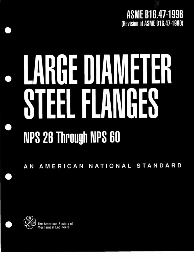 Asme B16.47-1996 Large Diameter Steel Flanges | PDF