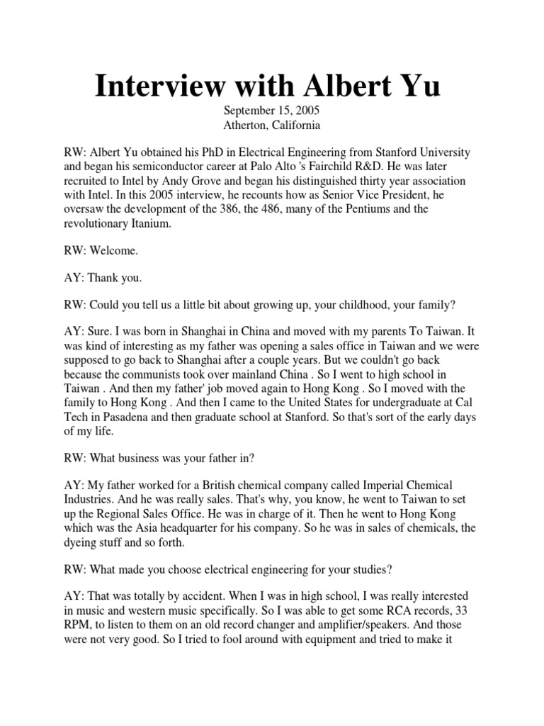 Interview With Albert Yu | PDF | 64 Bit Computing | Intel