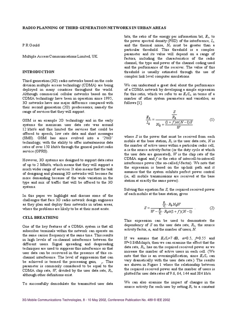 3g Radio Planning | PDF | 3 G | Code Division Multiple Access