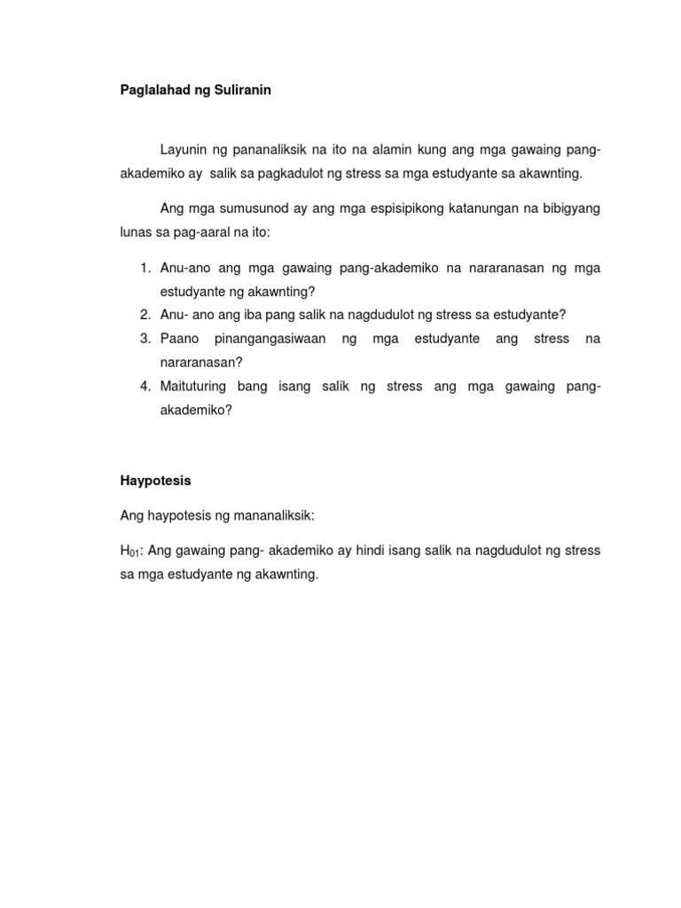 Paglalahad NG Suliranin | PDF