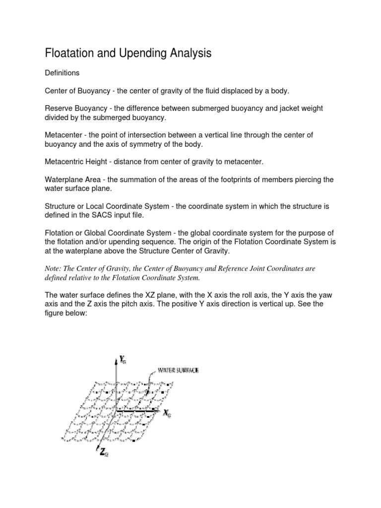 Floatation and Upending Analysis | PDF | Cartesian Coordinate System ...