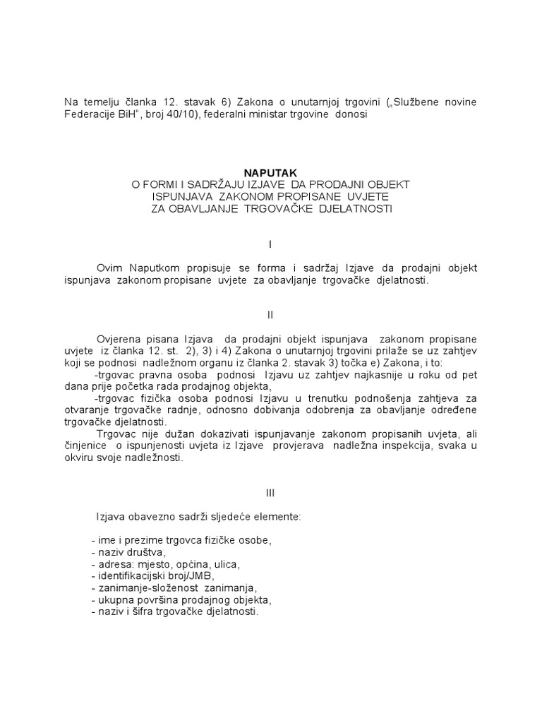 Naputak Izjava | PDF