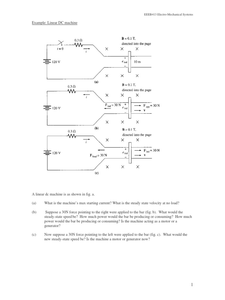 Linear DC Machine Analysis and Calculations | PDF