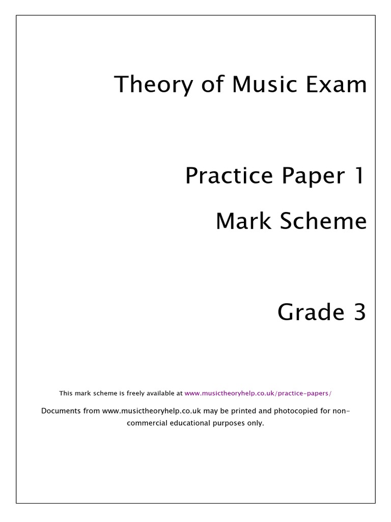 Music Theory Practice Paper Grade 3 Mark Scheme | PDF