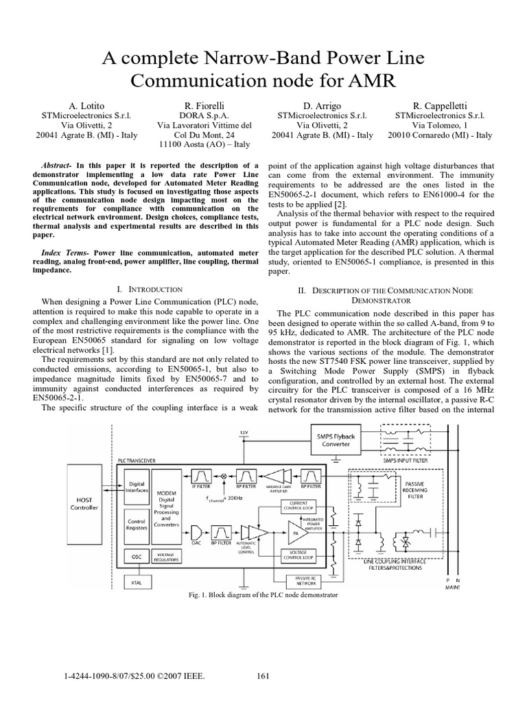 A Complete Narrow-Band Power Line Communication Node For AMR | PDF ...
