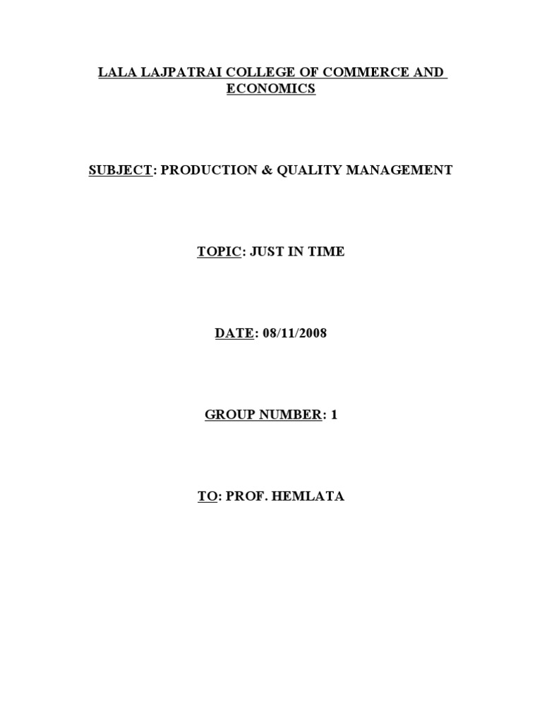 Just-In-Time Manufacturing Overview | PDF | Inventory | Business Process