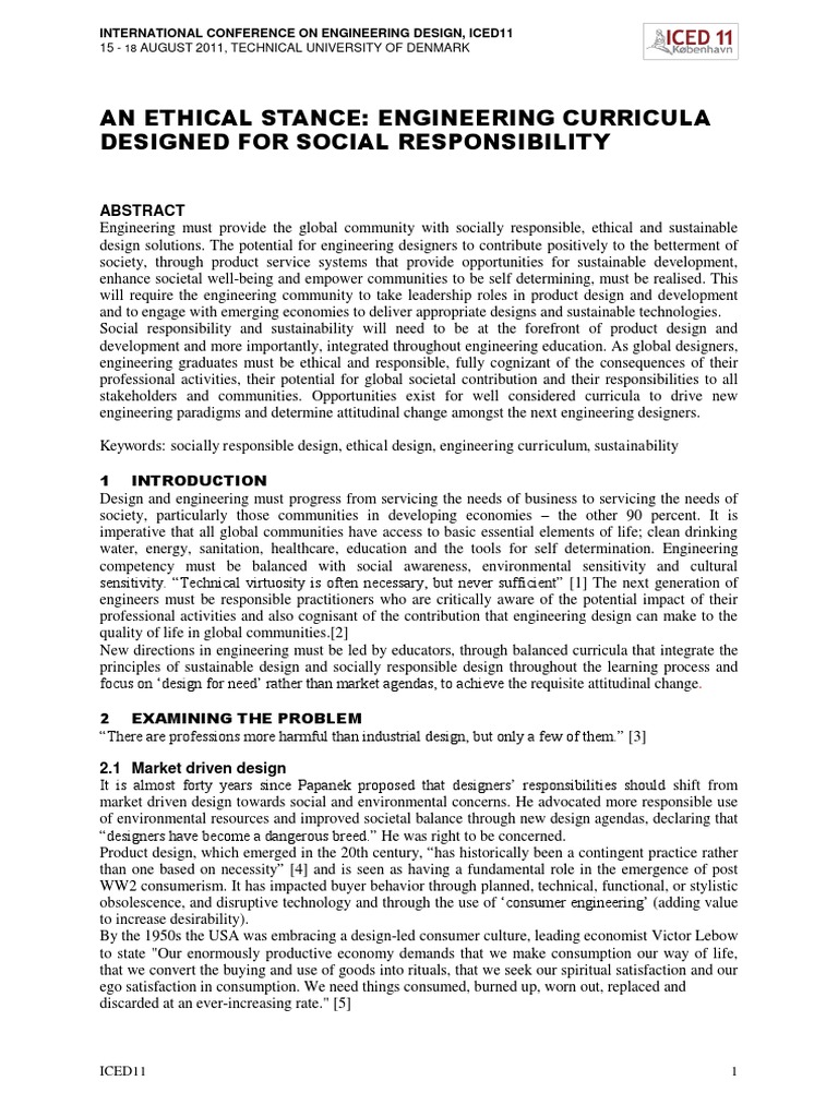 An Ethical Stance: Engineering Curricula Designed For Social ...