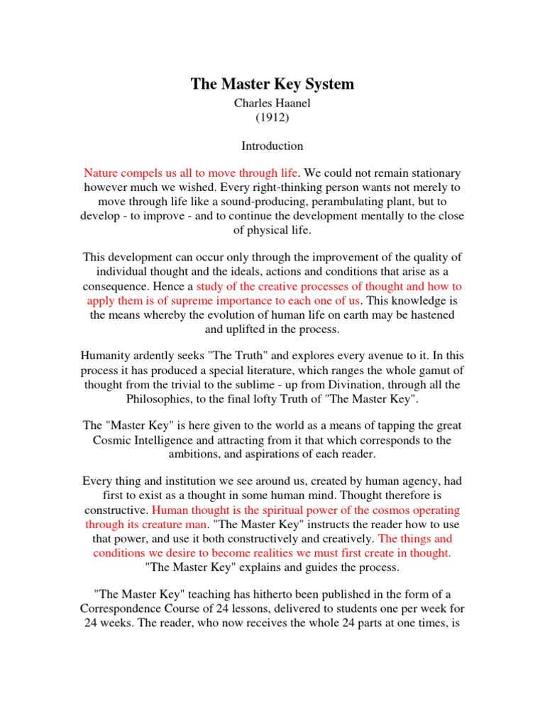 The Master Key System (Edited by AU) | PDF | Thought | Consciousness