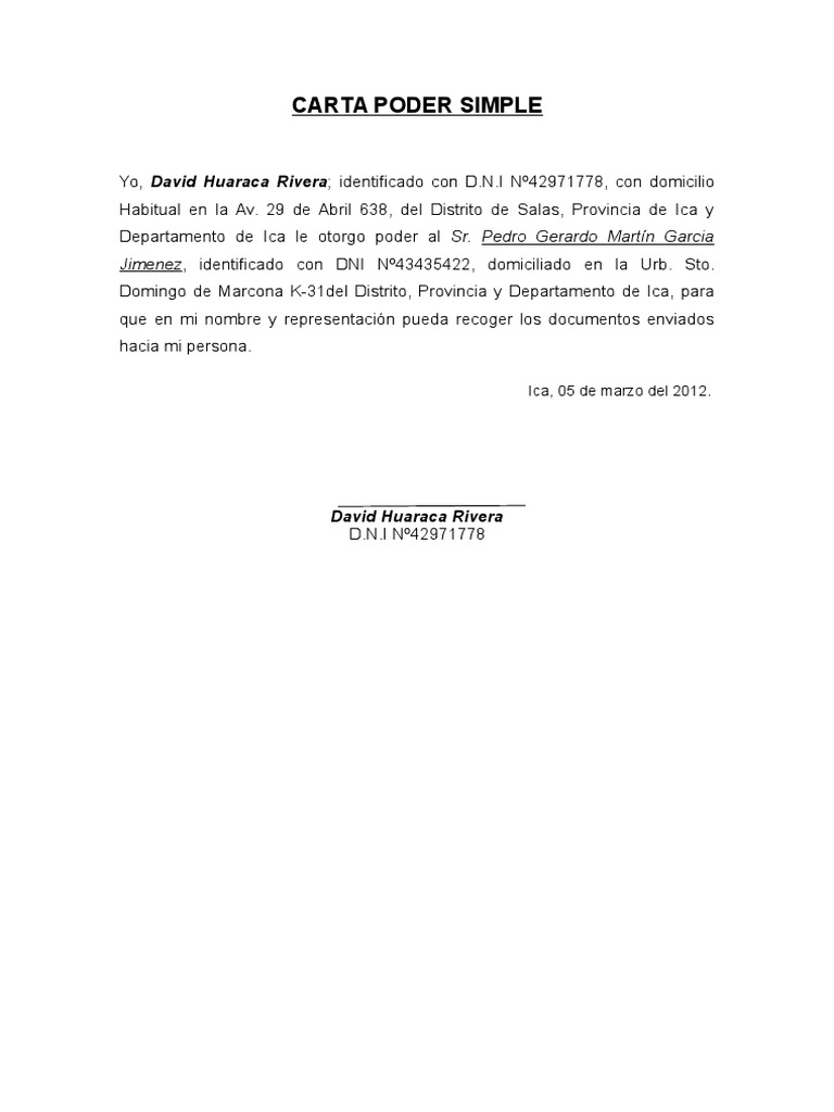 Carta Poder Simple | PDF