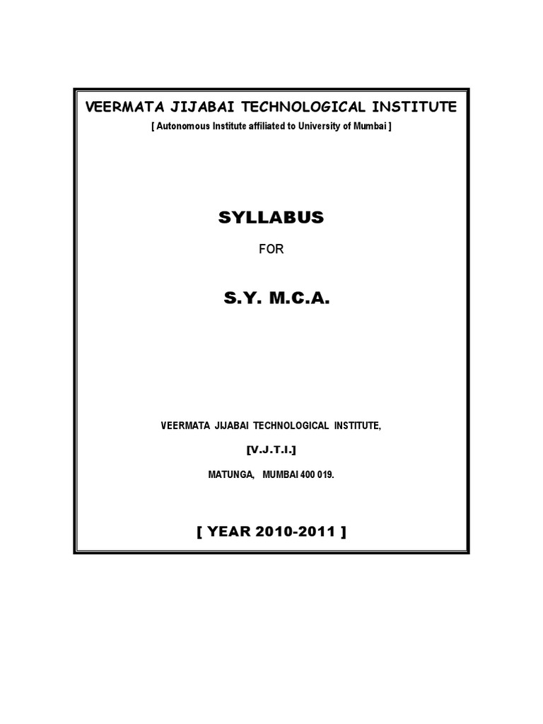 VJTI MCA Syllabus Sem 3 and 4 | Download Free PDF | Relational Database ... VJTI MCA Syllabus Sem 3 and 4 | Download Free PDF | Relational Database ...