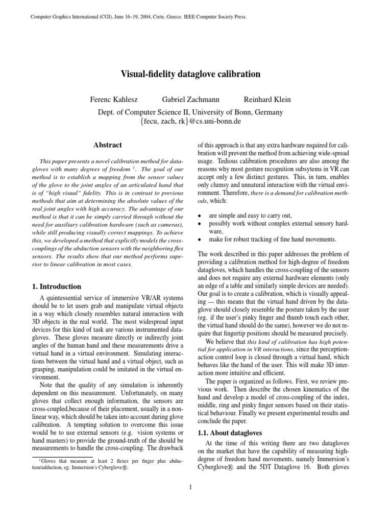 Visual-Fidelity Dataglove Calibration | PDF | Teaching Mathematics