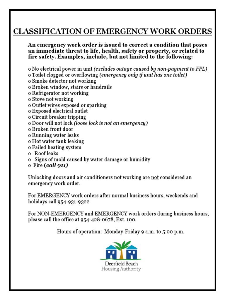 Classification of Emergency Work Orders | PDF