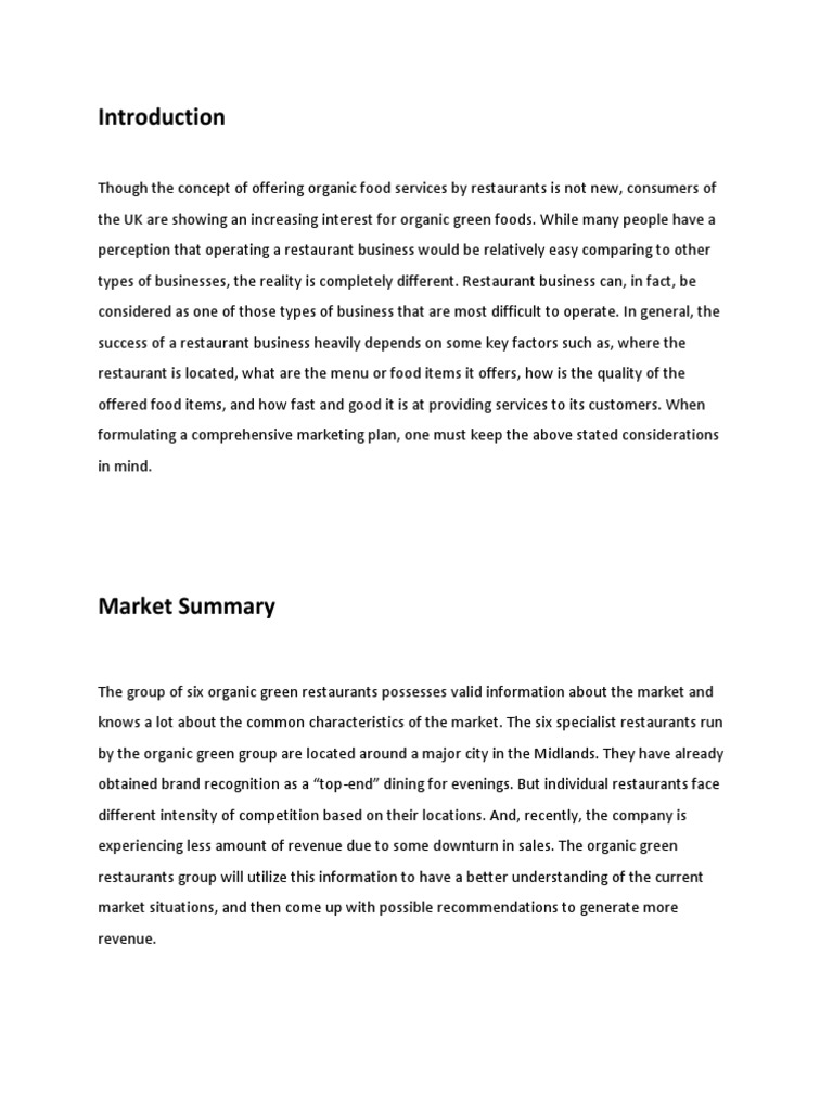 Organic Restaurants UK Case Study | PDF | Restaurants | Competition