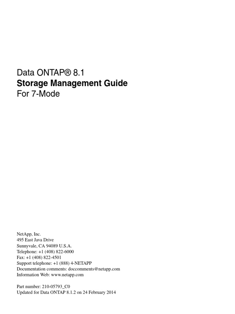 Data ONTAP 81 Storage Management Guide For 7mode | PDF | Computer Data Storage | Disk Storage