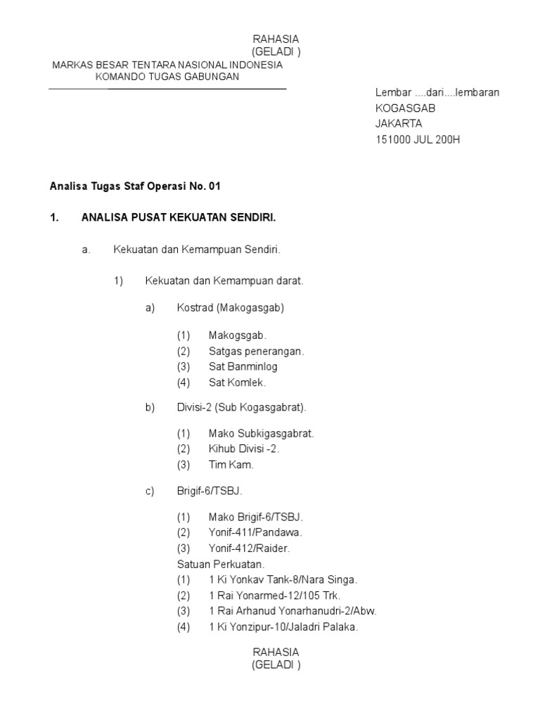 Analisa Tugas Staf Operasi | PDF