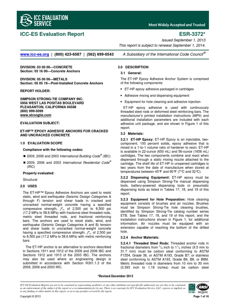ICC-ES Evaluation Report ESR-3372 : - (800) 423-6587 - (562) 699-0543 A ...