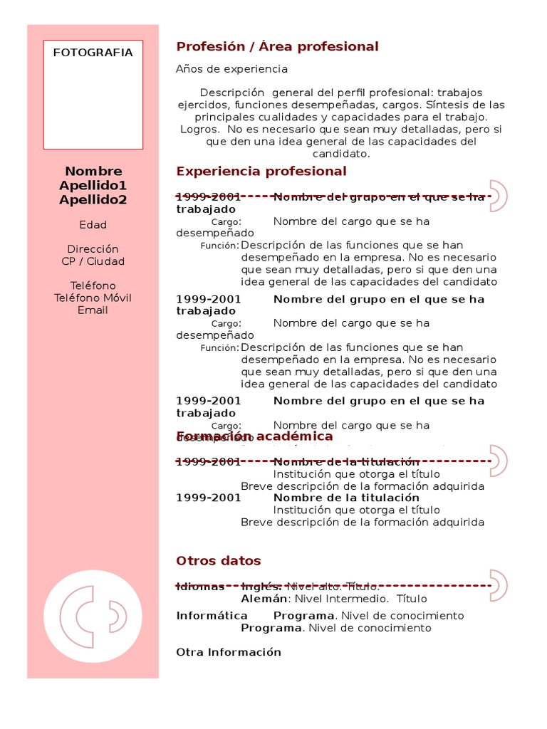 Curriculum Vitae Modelo3a Granate | PDF | Crecimiento personal y ...