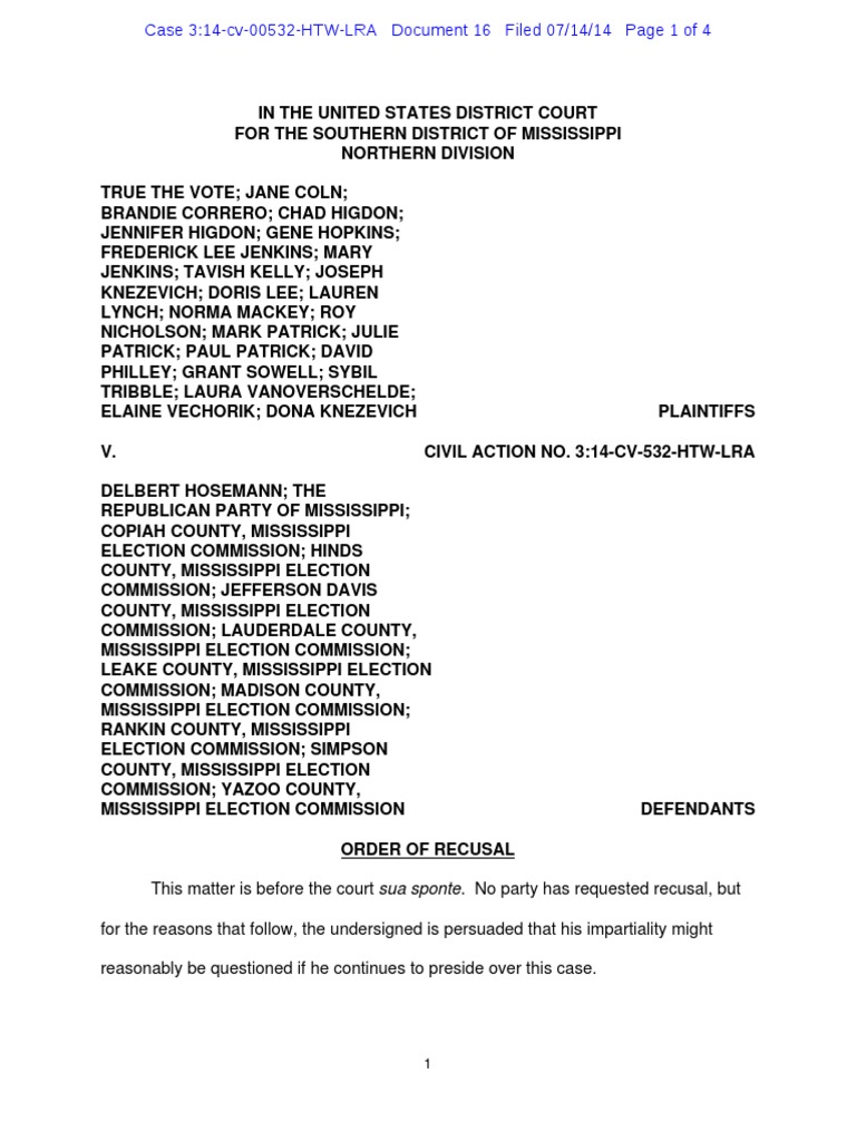 TTV v. MS Order of Recusal | Download Free PDF | Government | Public Law