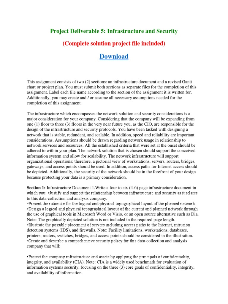 Project Deliverable 5 / Infrastructure and Security / Complete Solution ...