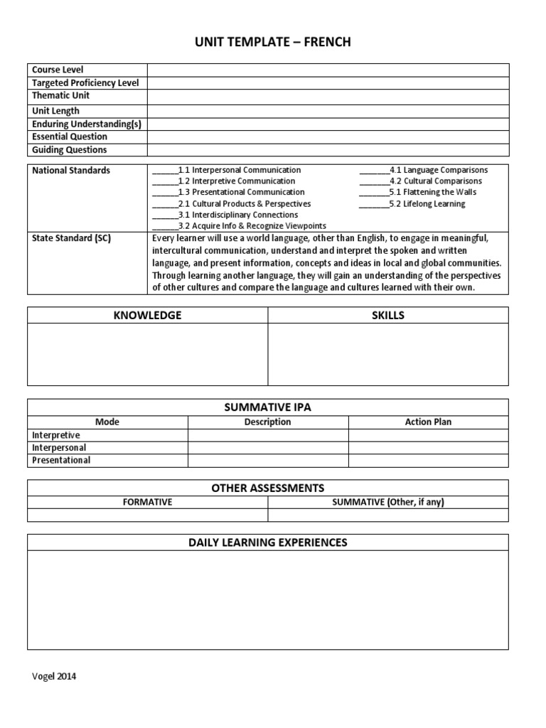 Unit Template 2014 - World Languages | PDF