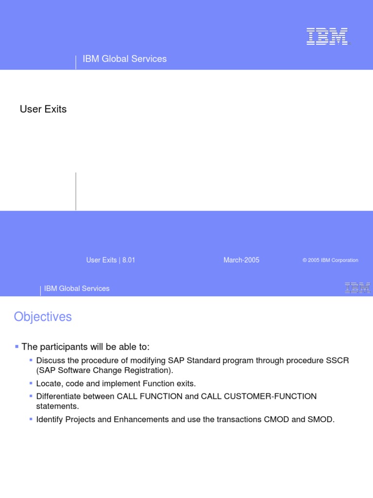 IBM Global Services: User Exits | PDF | Subroutine | Modular Programming
