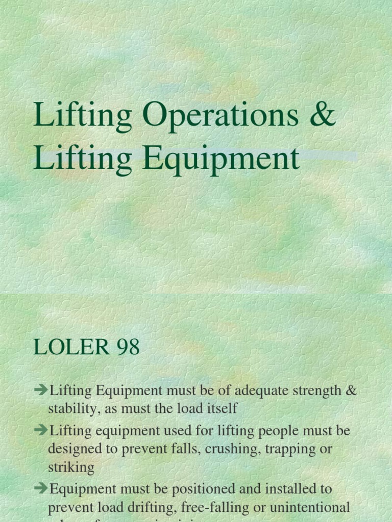 Lifting Operations & Lifting Equipment | PDF | Crane (Machine) | Elevator