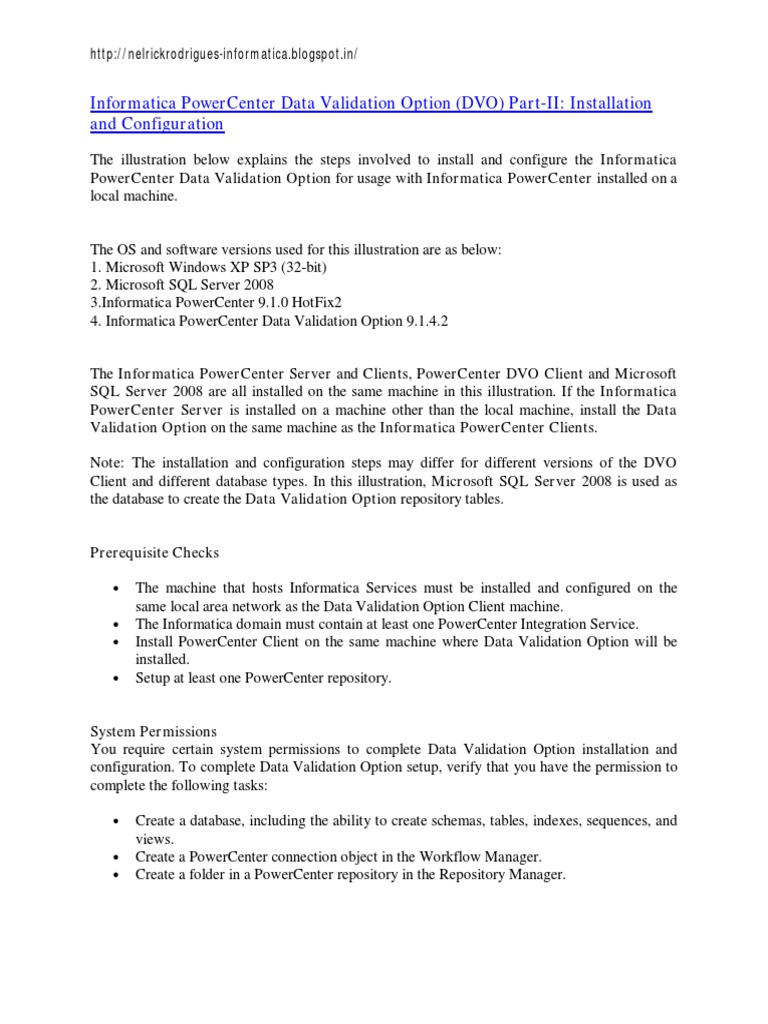 Informatica DVO Installation | PDF | Microsoft Sql Server | Installation (Computer Programs)