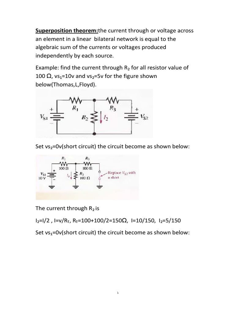 Superposition Theorem:the Current Through or Voltage Across | PDF | Electrical Network | Resistor