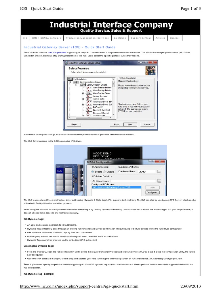 Page 1 of 3 IGS - Quick Start Guide | PDF | Tag (Metadata) | Scada