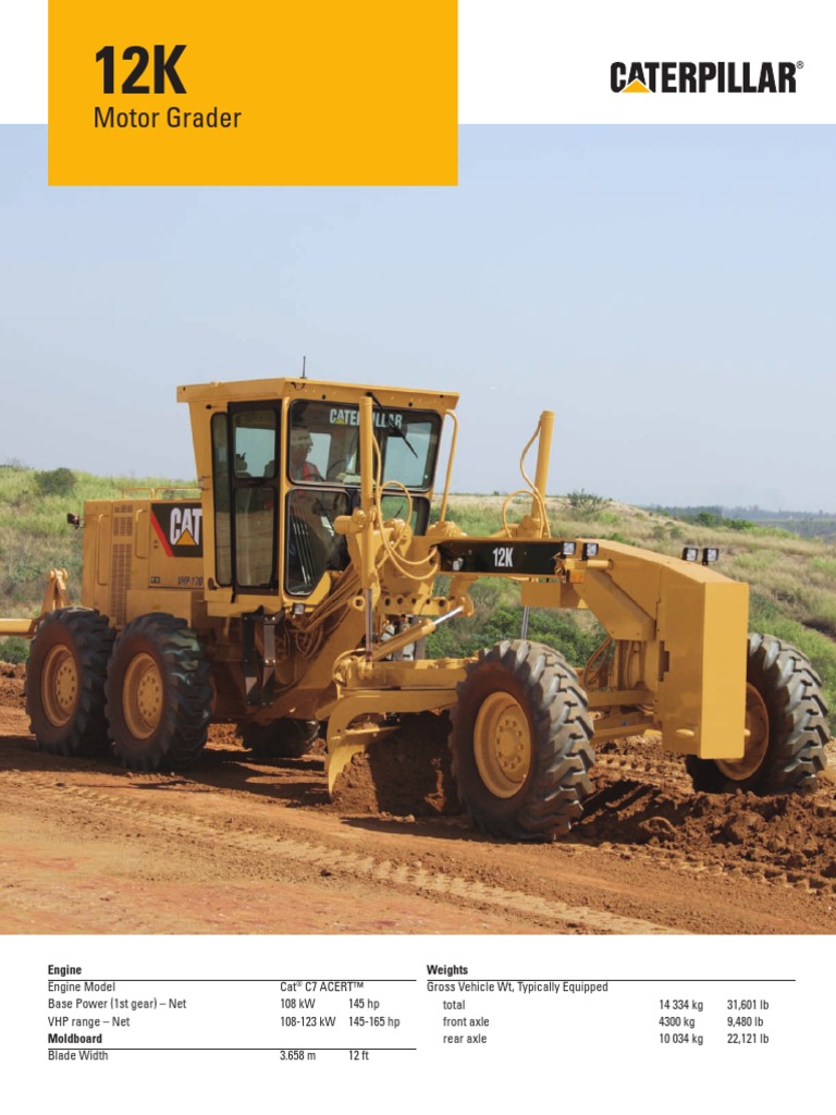 CAT Motor Grader 12K | PDF | Transmission (Mechanics) | Horsepower