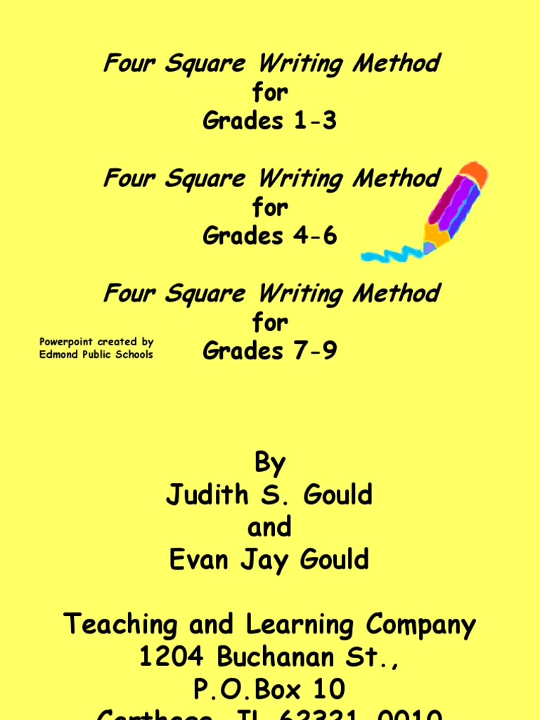 Four Square Writing Method: For Grades 1-3 For Grades 4-6 For Grades 7 ...