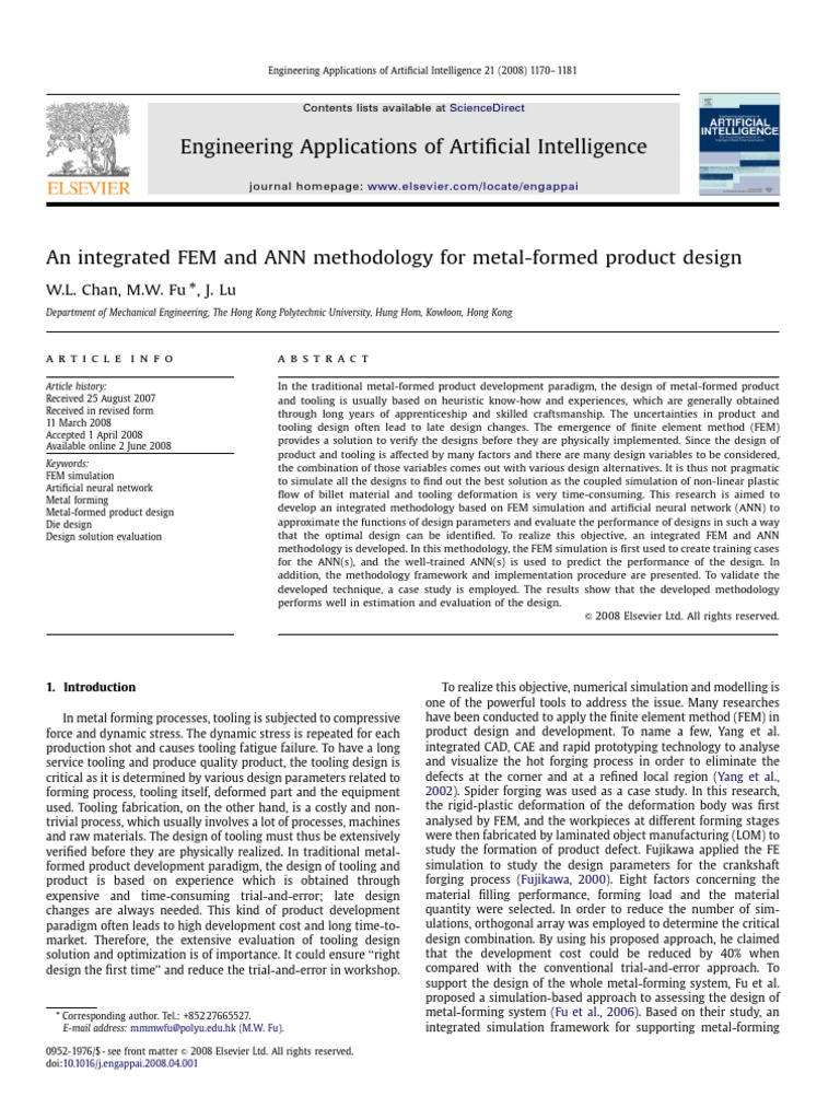 An Integrated FEM and ANN Methodology For Metal-Formed Product Design ...