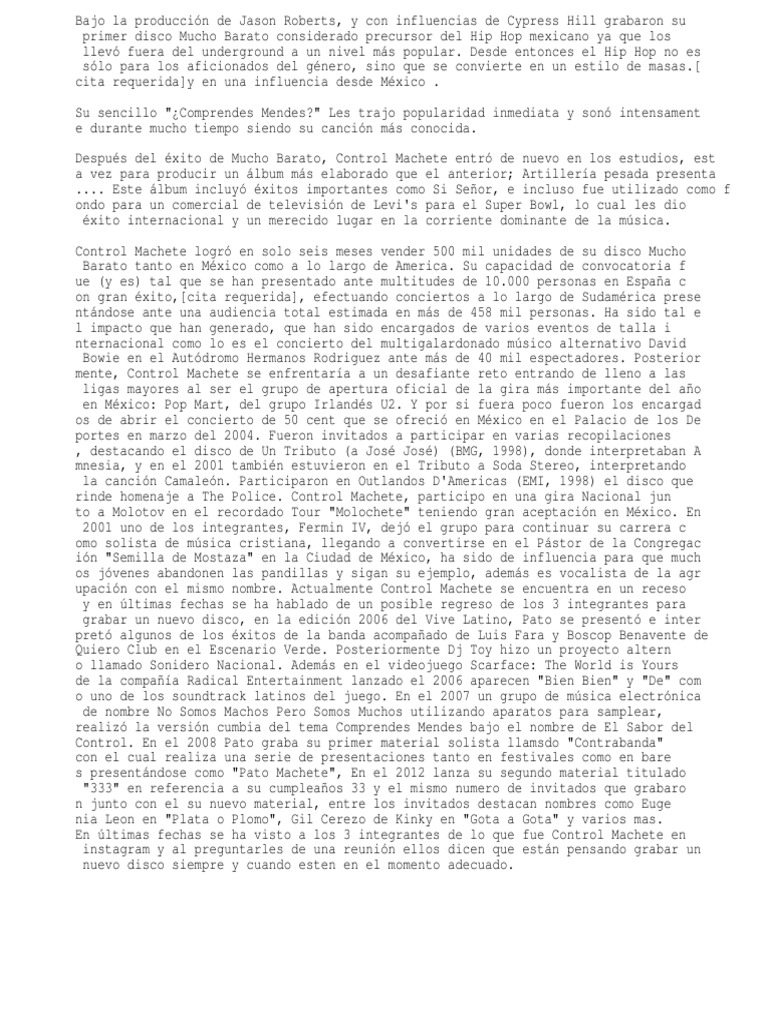 Control Machete: Historia y Éxitos | PDF | Las artes escénicas | Ocio