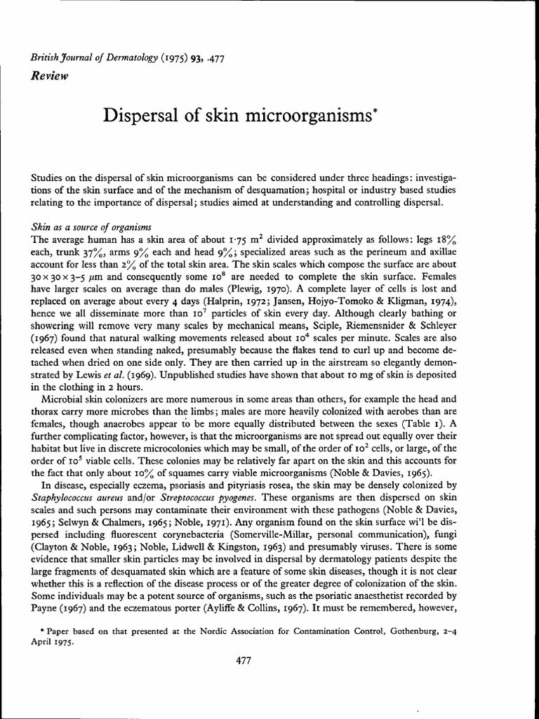 Dispersal of Skin Microorganisms' | PDF | Staphylococcus ...