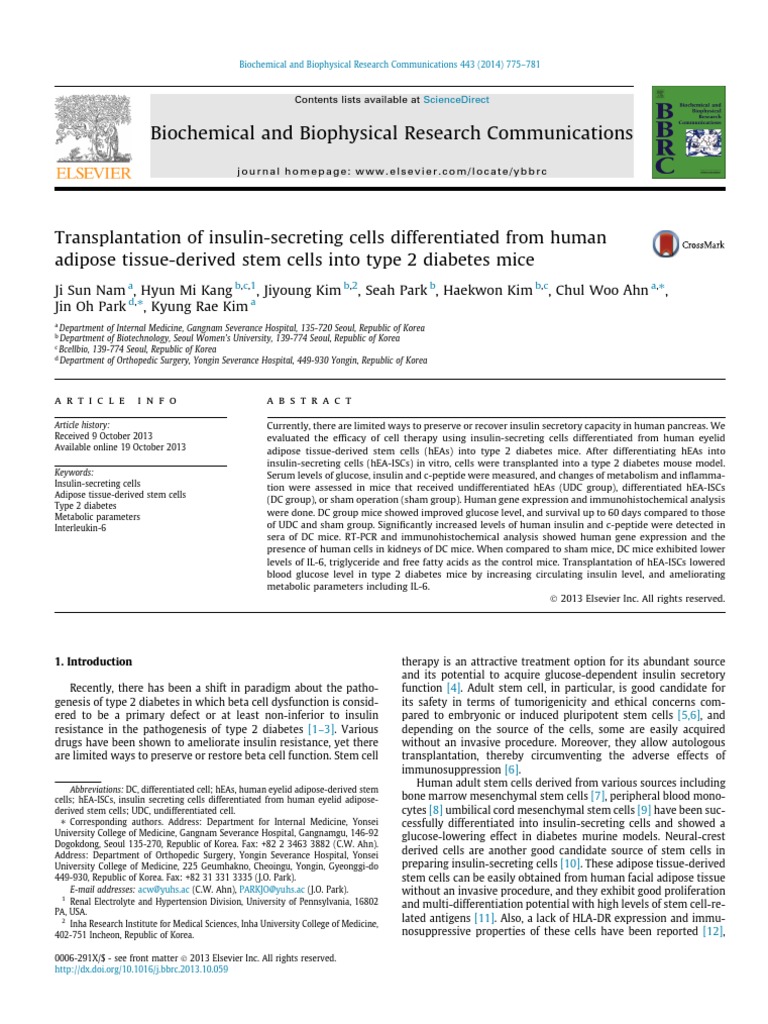 Biochemical and Biophysical Research Communications | PDF | Diabetes ...