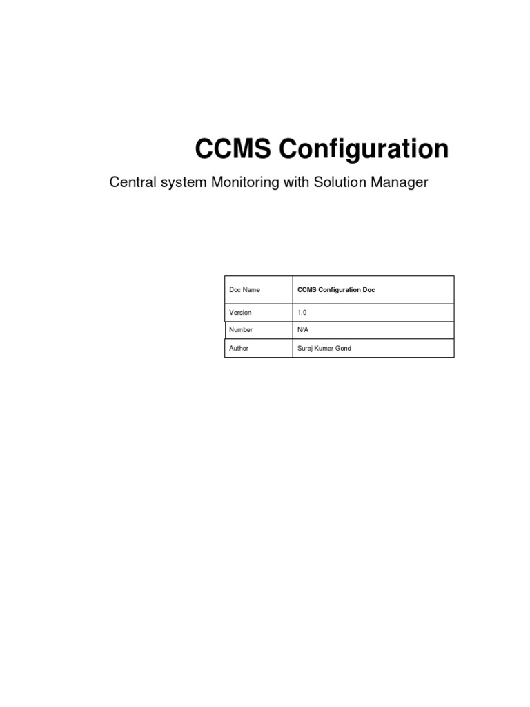 Ccms Configuration Central System Monitoring With Solution Manager Pdf Load Balancing
