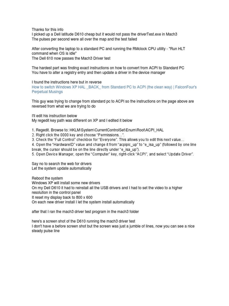 Dell D610 Mach3 Driver Test Fix | PDF