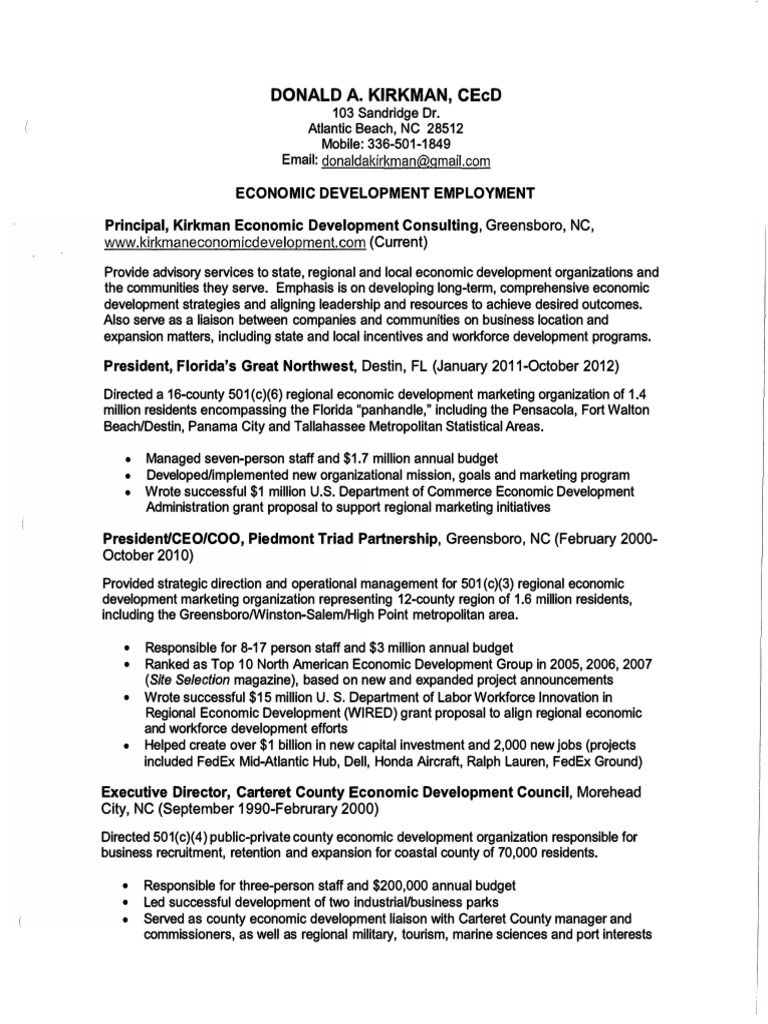 Donald Kirkman Resume | PDF | North Carolina | Greensboro
