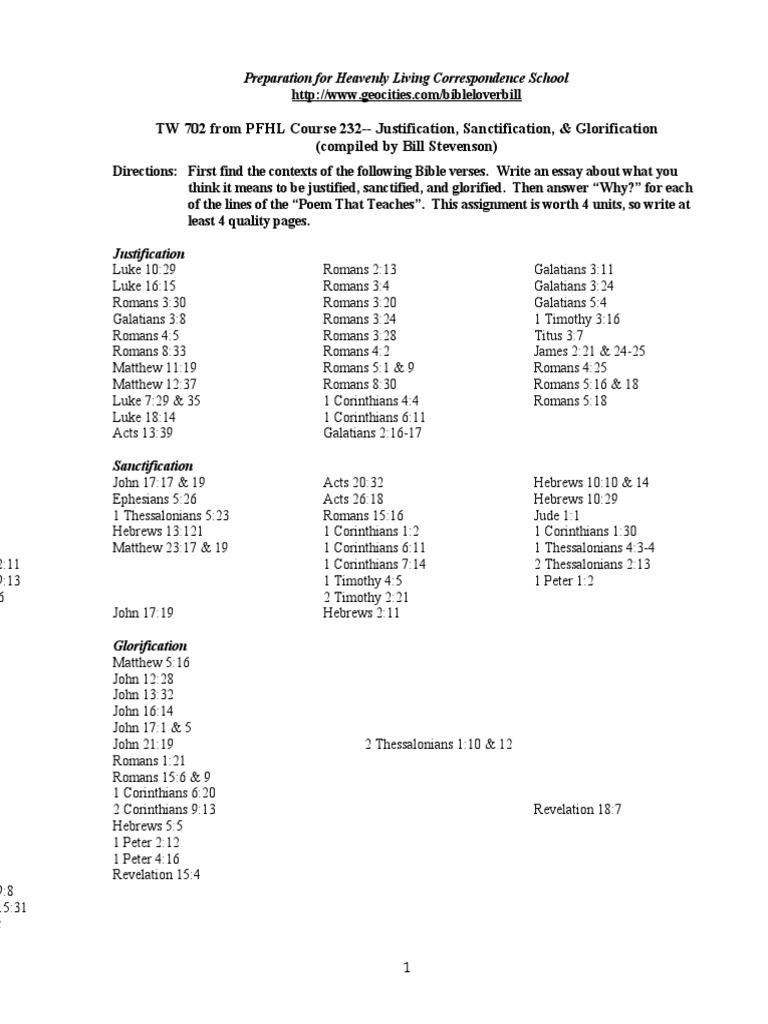 TW-204 - Justification, Sanctification, & Glorification | PDF
