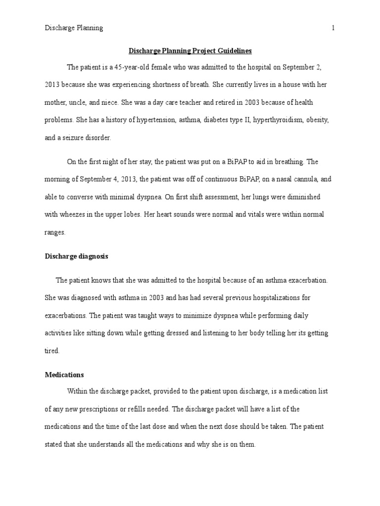 Discharge Planning Project | PDF | Patient | Epidemiology