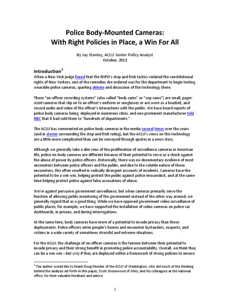 Police Body - Mounted Cameras: With Right Policies in Place, A Win For ...