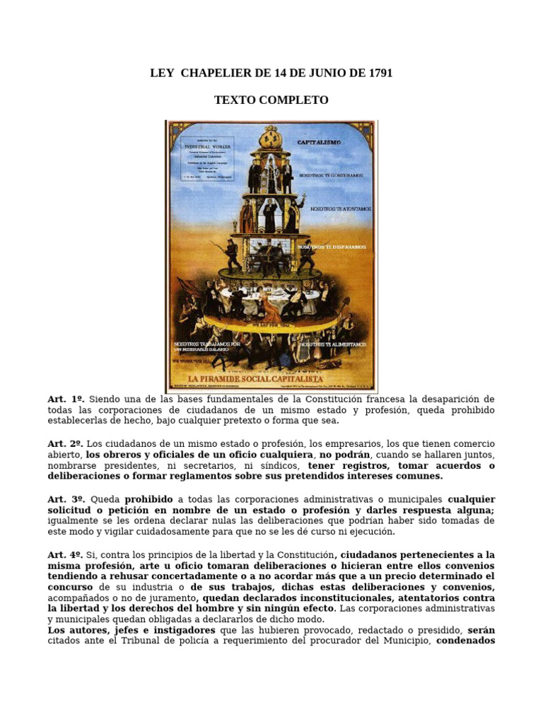 Ley Le Chapelier de 1791: Resumen | PDF | revolución Francesa ...