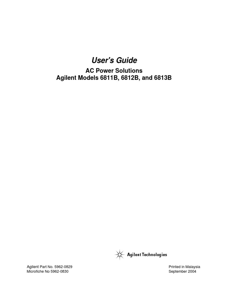 Agilent 6811B User Guide | PDF | Electrical Impedance | Ac Power Plugs ...