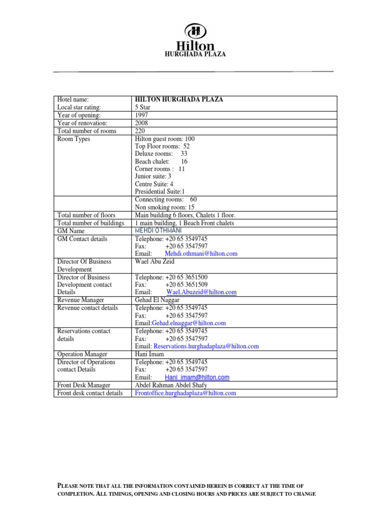 31 Hilton Plaza Fact Sheet Updated 1 | PDF | Bar | Drink