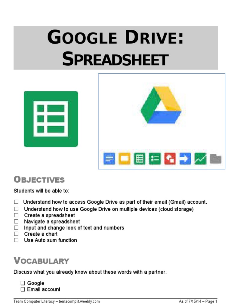 Google Drive Spreadsheet Student File 07 14 2014 | PDF | Spreadsheet ...