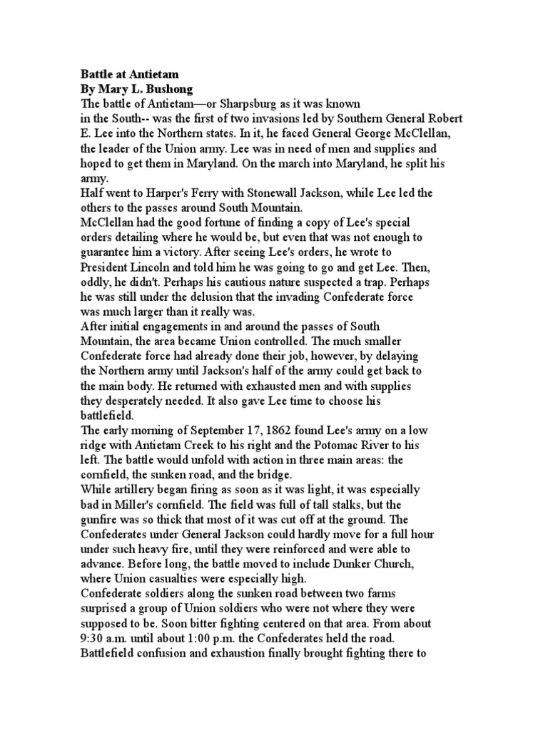 Battle at Antietam | PDF | Campaigns Of The American Civil War | 2nd ...