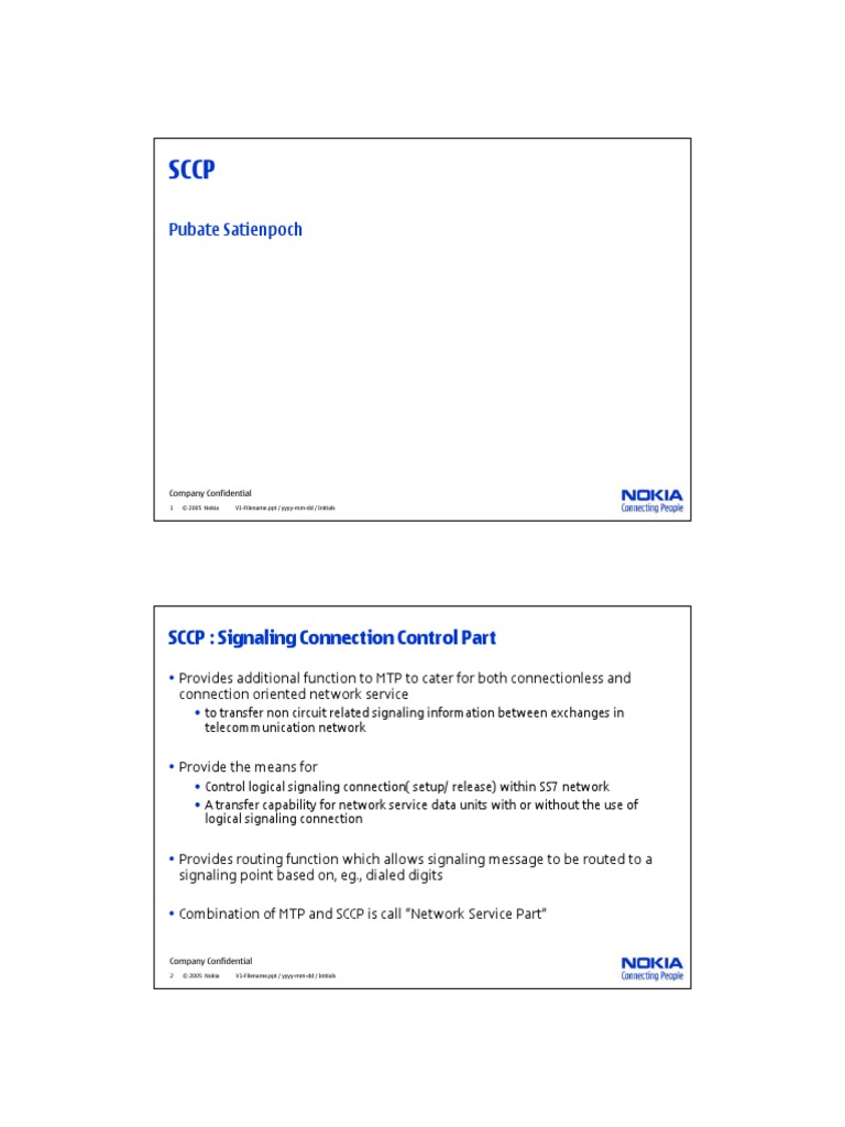 Pubate Satienpoch: SCCP: Signaling Connection Control Part | PDF | Osi Model | Internet Protocols