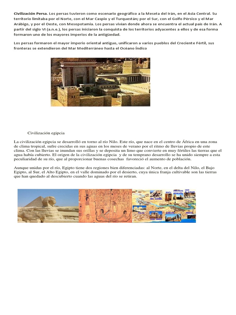 Civilizaciones Antiguas: Persas, Egipcios y Más | PDF | Egipto ...