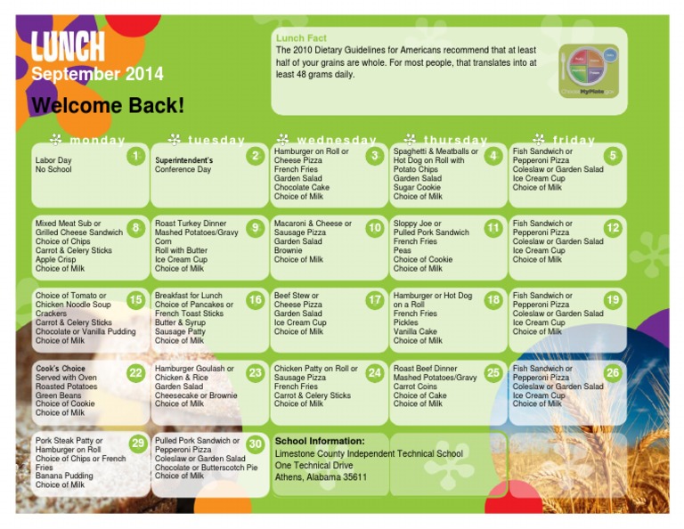 September Lunch Menu | PDF | Cooking, Food & Wine